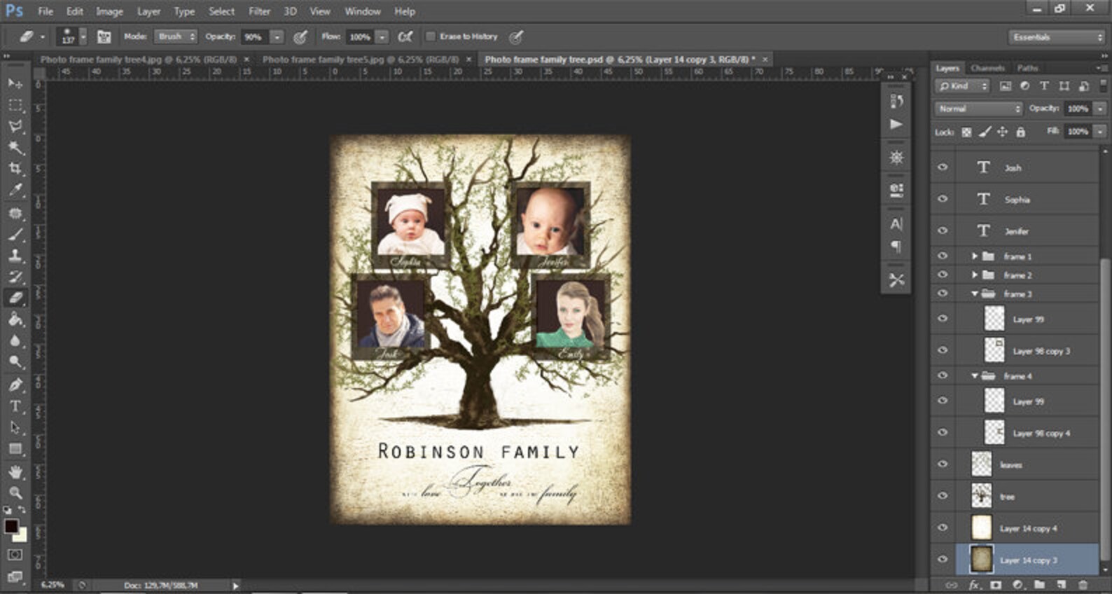 Editable PSD Family Tree Template With Photos Family Tree - Etsy UK