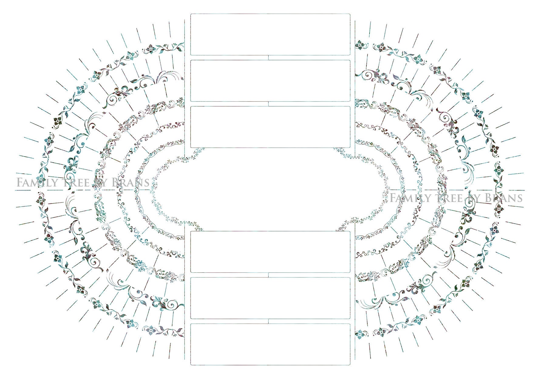 A1 Size 10 Generations Family Tree Chart Blue Brown Grey Ancestors and ...