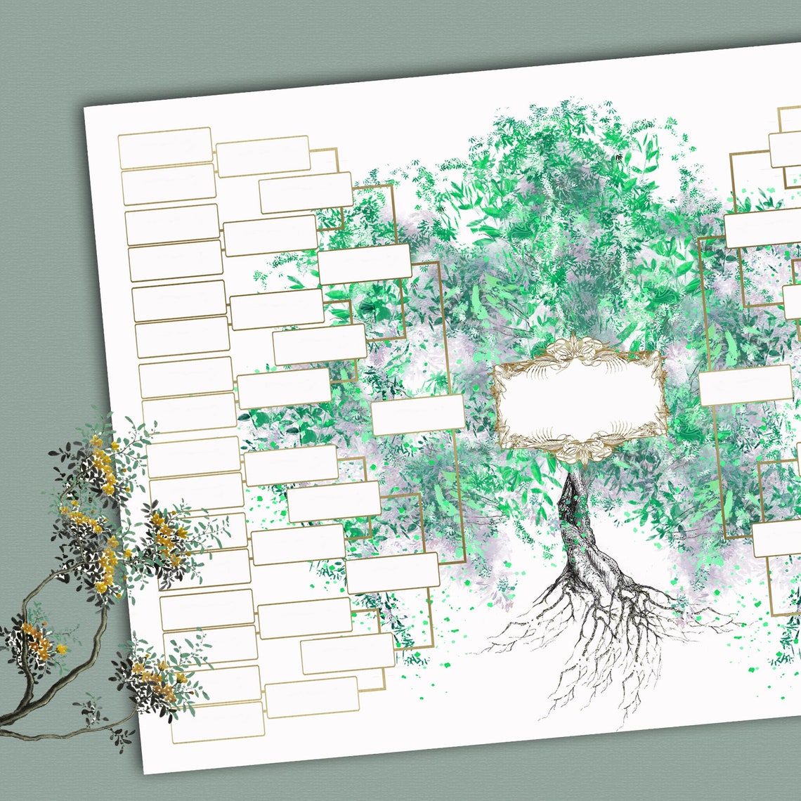 Family Tree 5 Generation. Family Tree Fillable Template. - Etsy