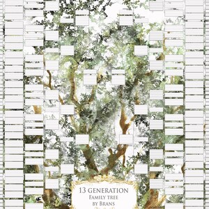 50x54 Large 13 Generations Family Tree Printable Digital File, Royal ...