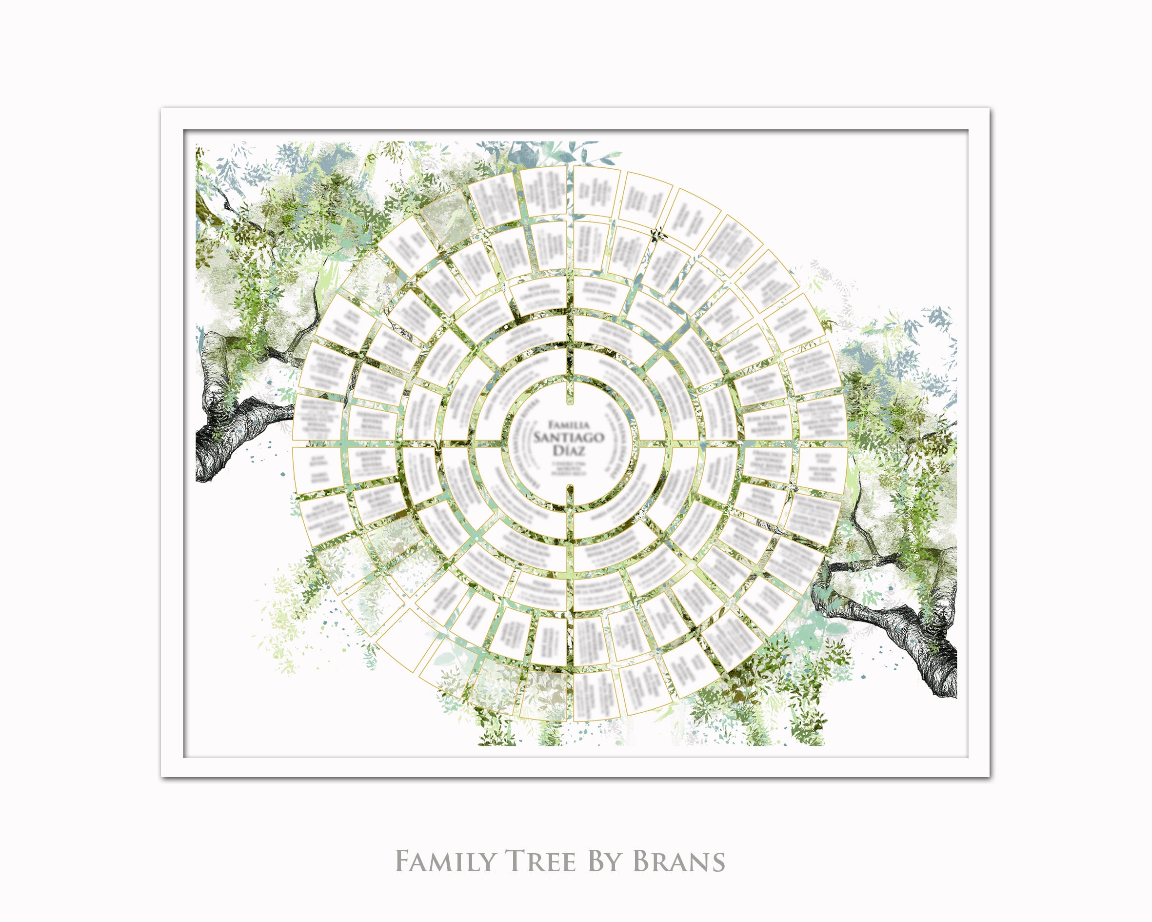 Personalized ancestry family tree chart 6 or 7 generations | Etsy