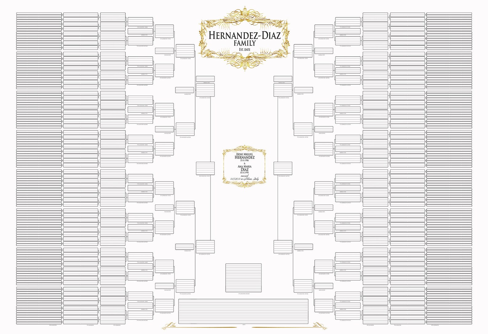 10 generations family tree printable instant download Royal | Etsy