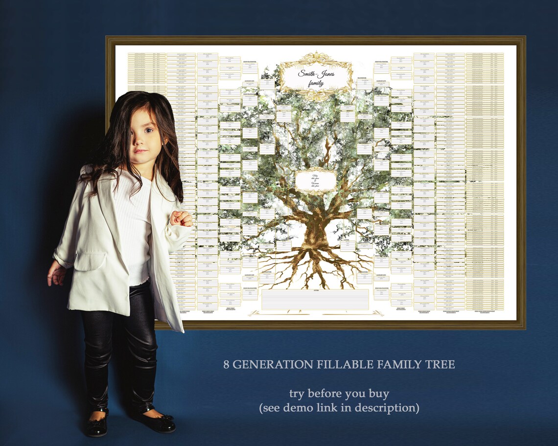 Fillable Family Tree 8 Generation. Easy Add Your Family Names. - Etsy ...