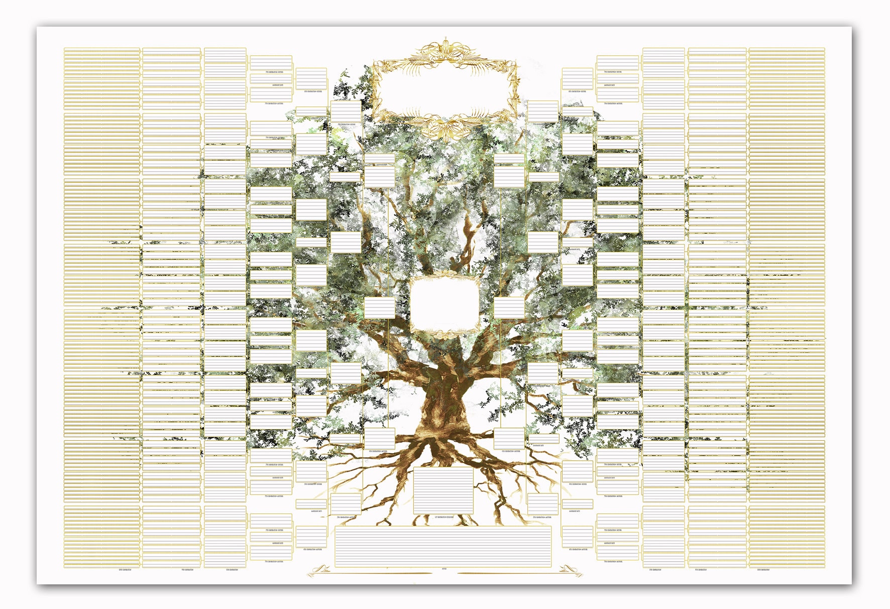 Family Tree With Roots. Personalized 10 Generations. Printable | Etsy
