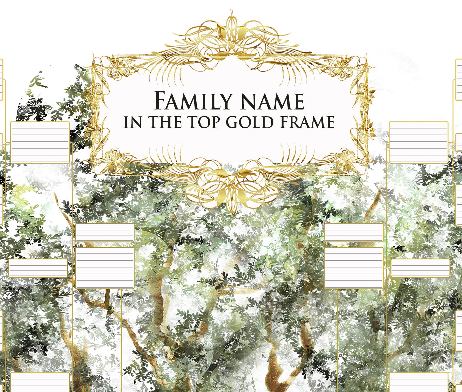 Large 8-9 generations family tree printable digital file | Etsy