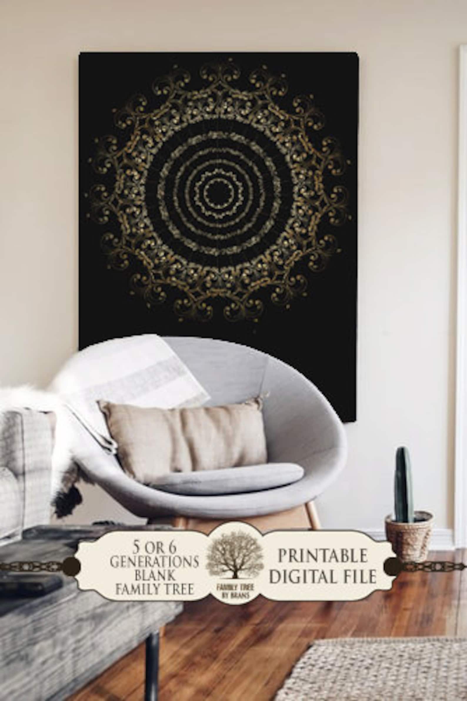 Family tree wall art Gold black family tree template Family | Etsy