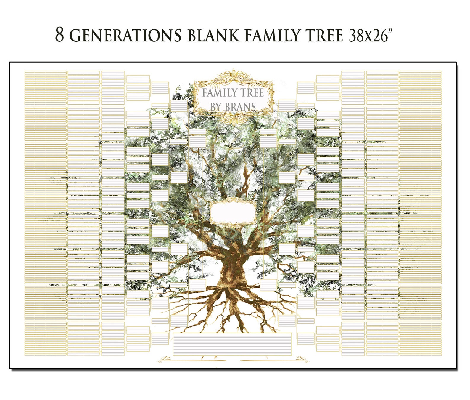 Large 8-9 Generations Family Tree Printable Digital File | Etsy