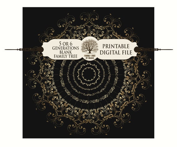 Family Tree Wall Art Gold Black Family Tree Template Family | Etsy