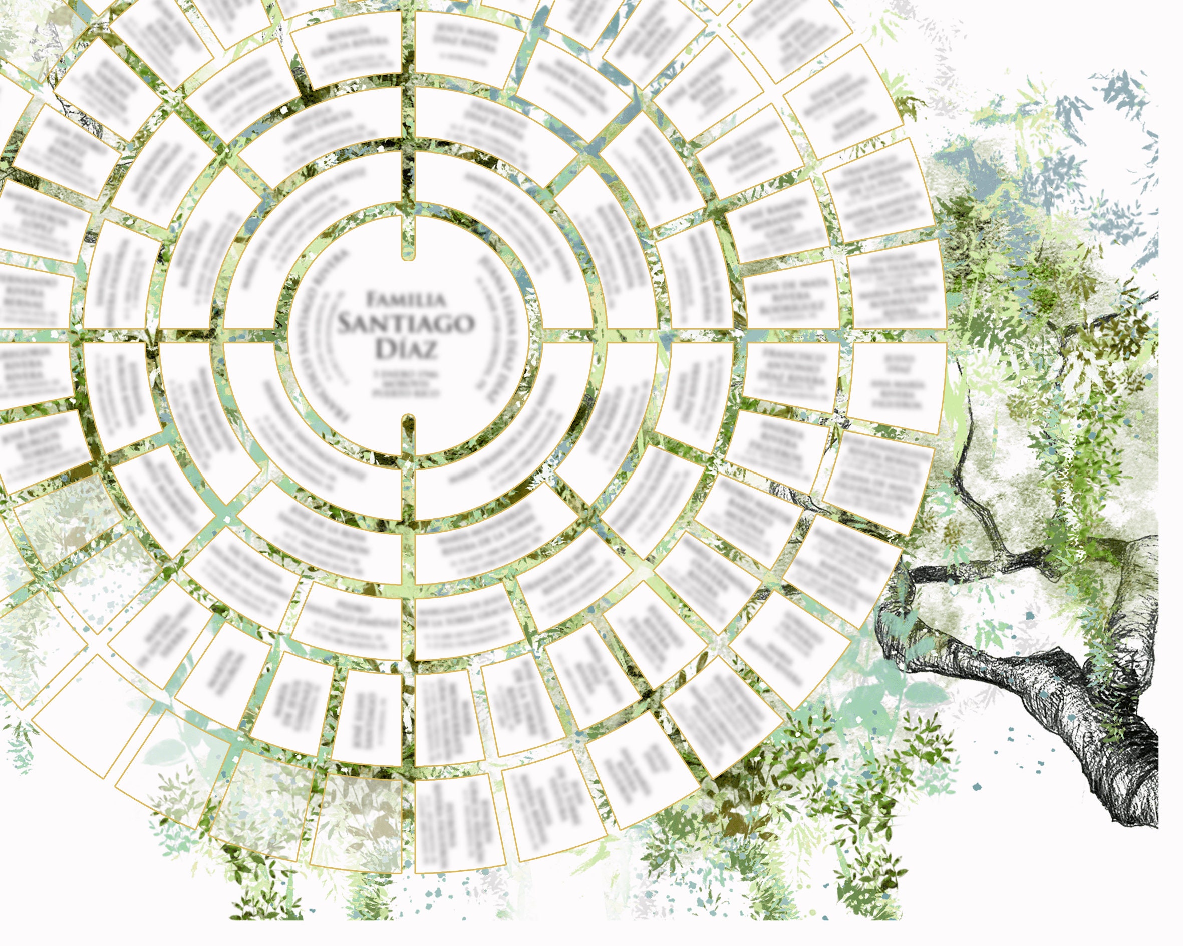 Personalized ancestry family tree chart 6 or 7 generations | Etsy