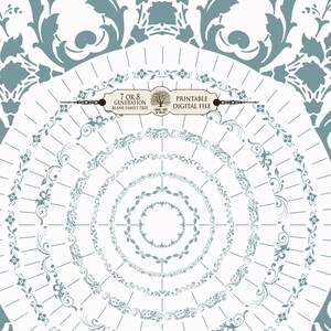 Blue Ornament Art, Family Tree Blank Template 8 Generations. Genealogy ...