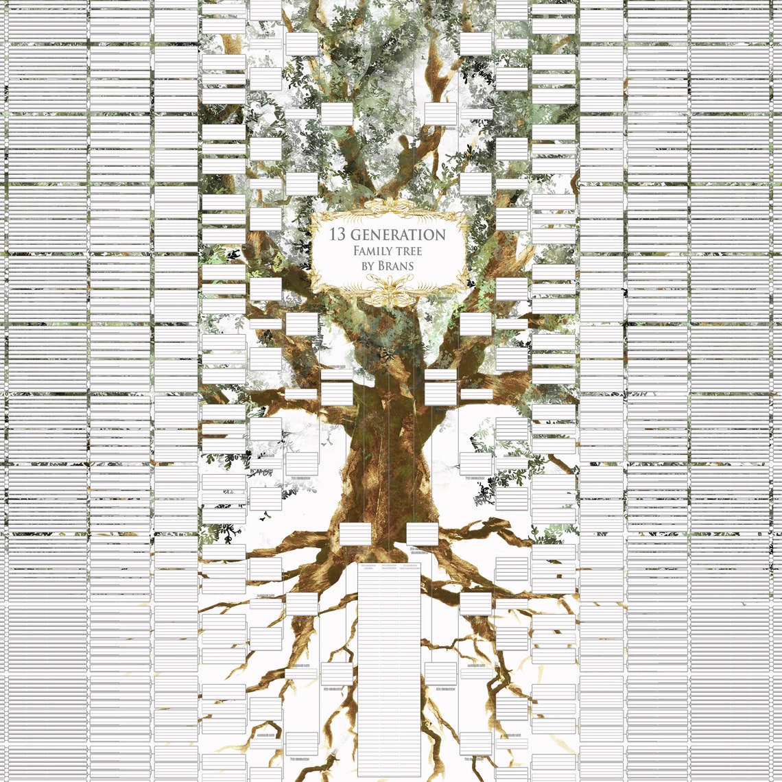 50x54 Large 13 Generations Family Tree Printable Digital - Etsy Canada