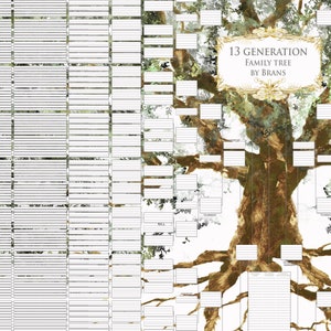 50x54 Large 13 Generations Family Tree Printable Digital File, Royal ...