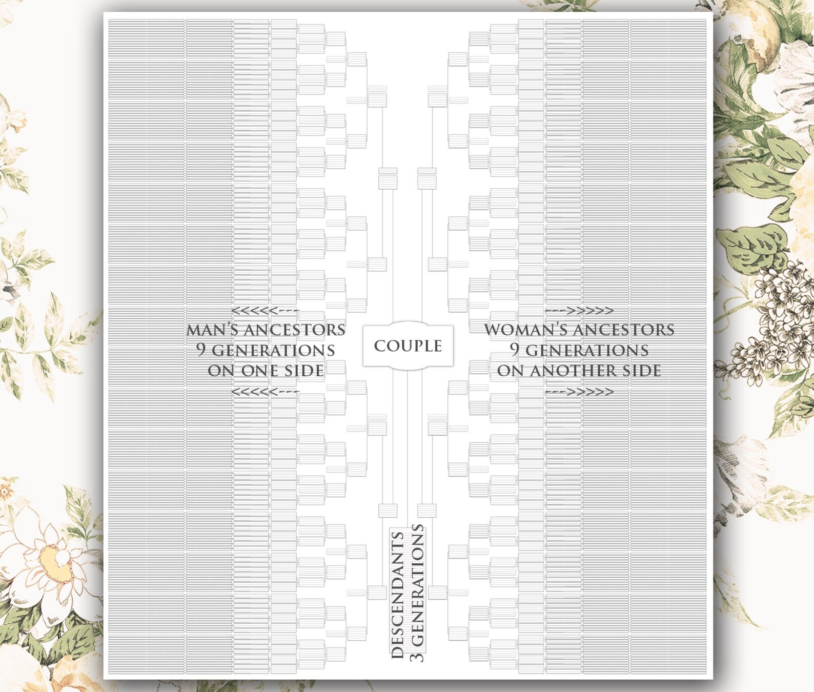 Large 13 Generations Family Tree Printable Digital File Royal - Etsy
