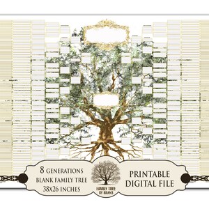 38x26 Large 8 Generations Family Tree Printable Digital File, Royal ...