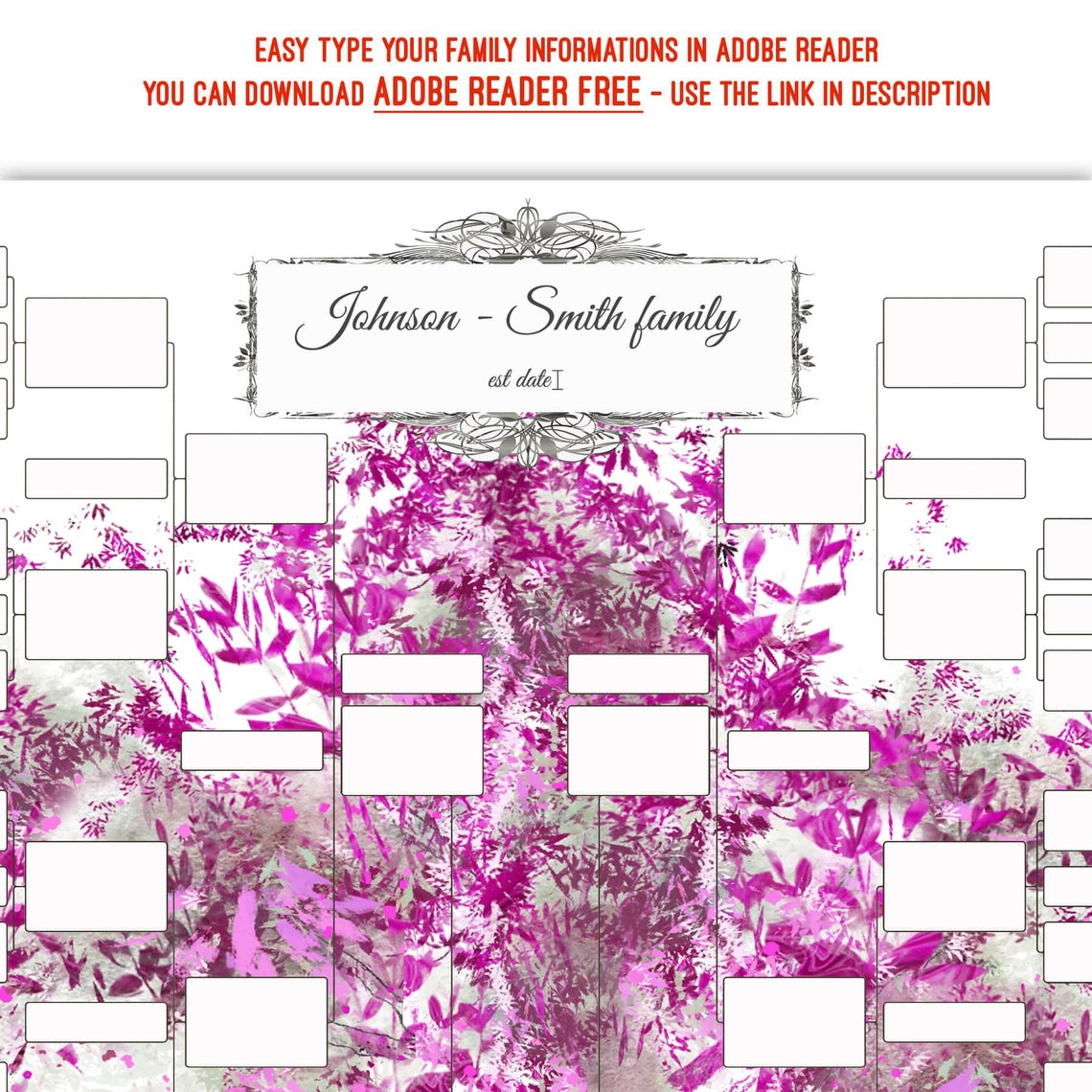 Fill in It Yourself Easy. Family Tree Template. Adobe Acrobat - Etsy