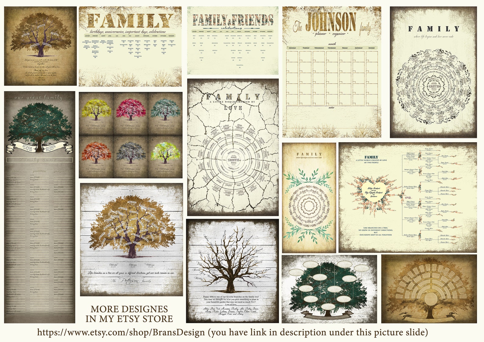 16x16 Inches Blank Family Tree Chart 4 Generations Printable - Etsy