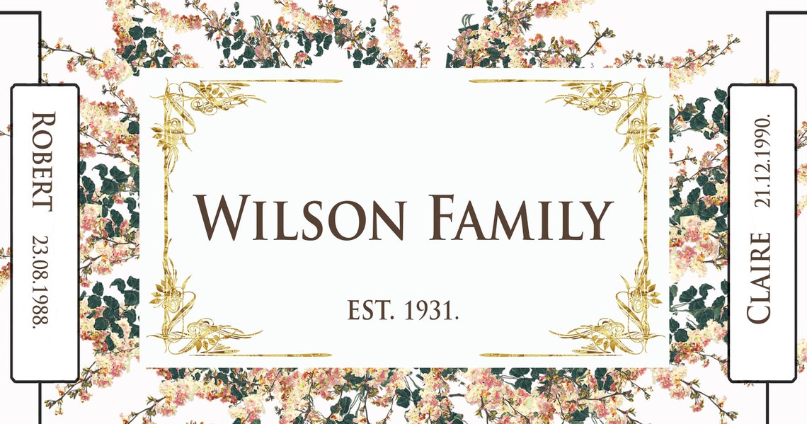 Royal Gold Flower Large Ancestry Genealogy Family Tree Wall - Etsy