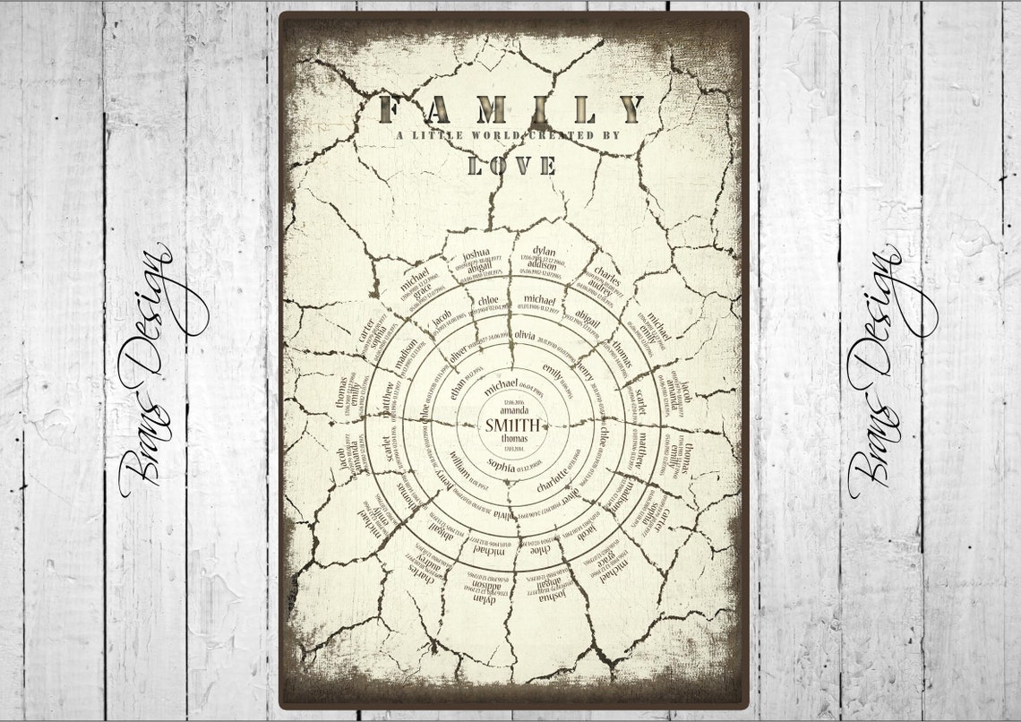 Cracked Ground Family Tree Rustic Design Family Tree - Etsy