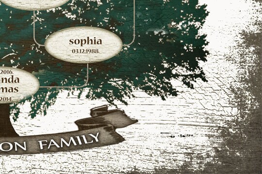 Green family tree blank chart 20/14 inch poster vintage | Etsy