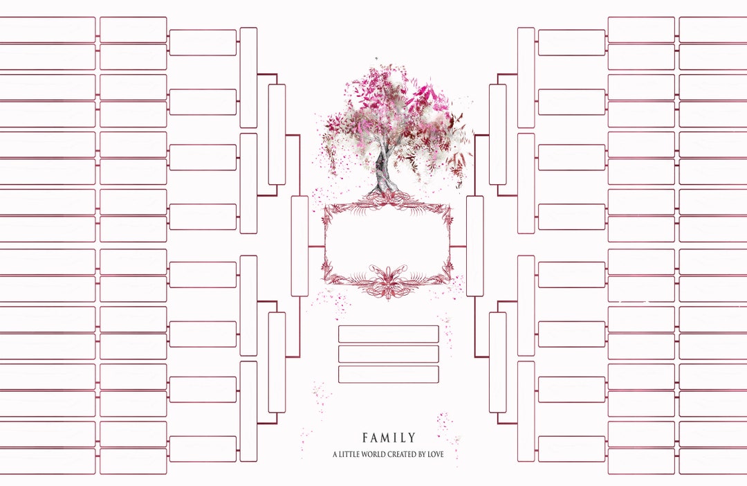 Family Tree Template 8 Generations Violet Family Tree Wall Art Large ...