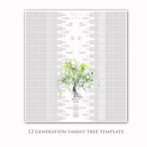 12 Generation Family Tree Template Digital Printable File, Instant ...