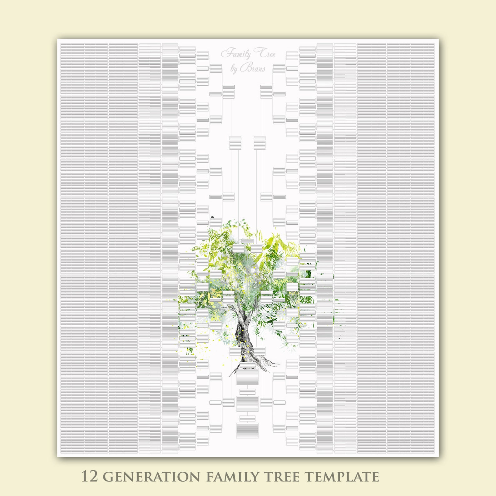 12 Generation Family Tree Template Digital Printable File - Etsy