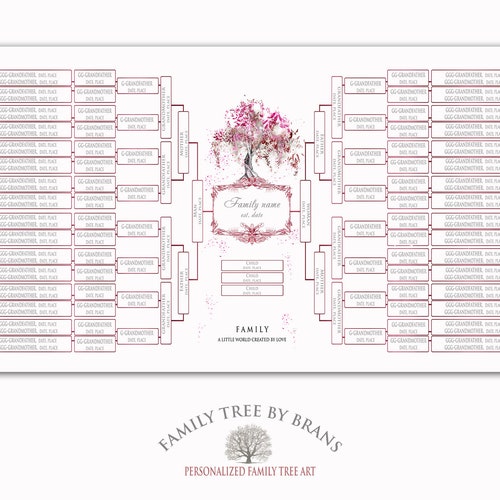 Large 13 Generations Family Tree Printable Digital File Royal - Etsy