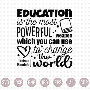 Education is the Most Powerful Weapon, Educational Svg Design, Nelson ...