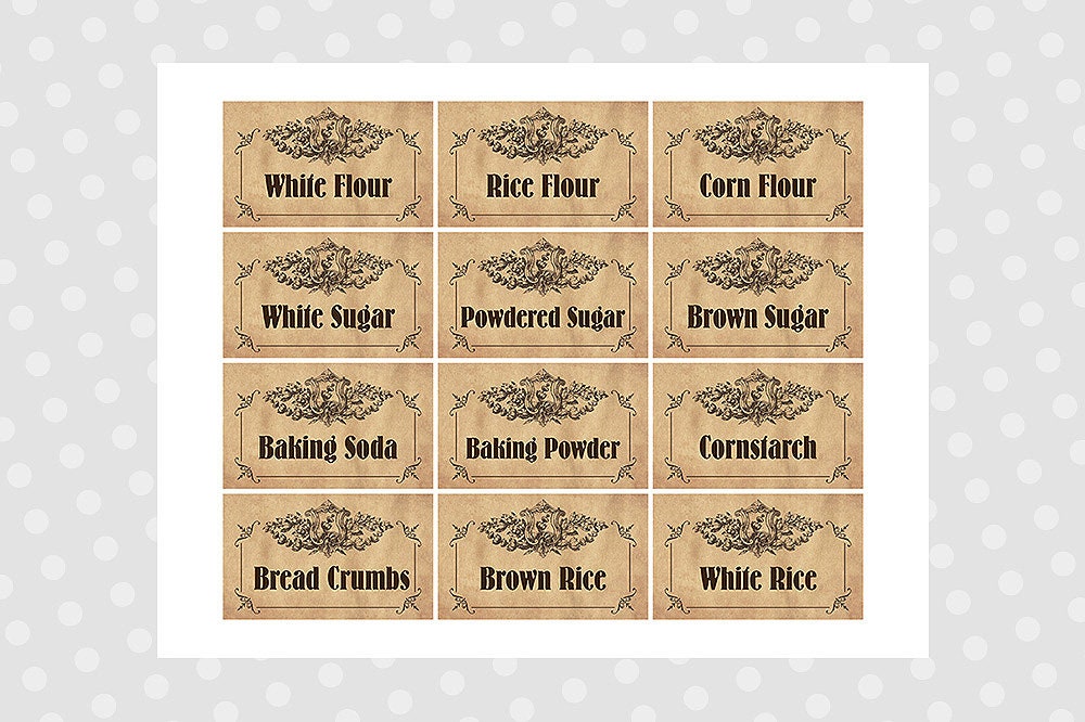 Printable Vintage Pantry Labels Mason Jar Labels Printable | Etsy