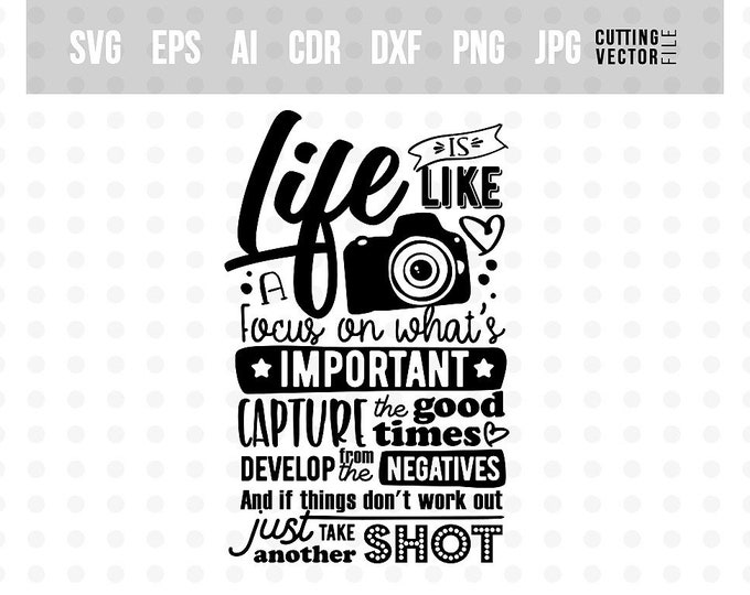 Life is Like a Camera SVG, Camera Quote Digital Download, Life is Like ...