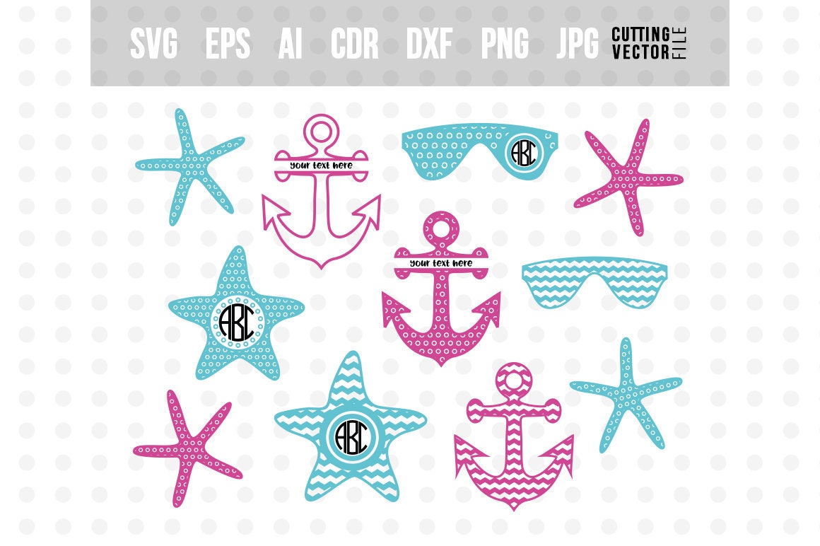 Beach Svg Monograms Beach Clip Art Summer Design Cut Files | Etsy
