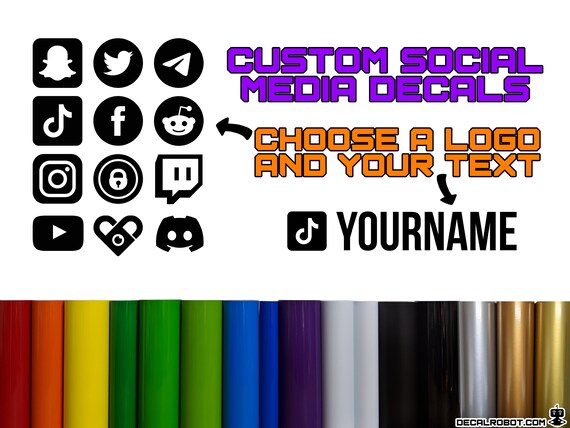 Custom Social Media Vinyl Decal Sticker | Etsy