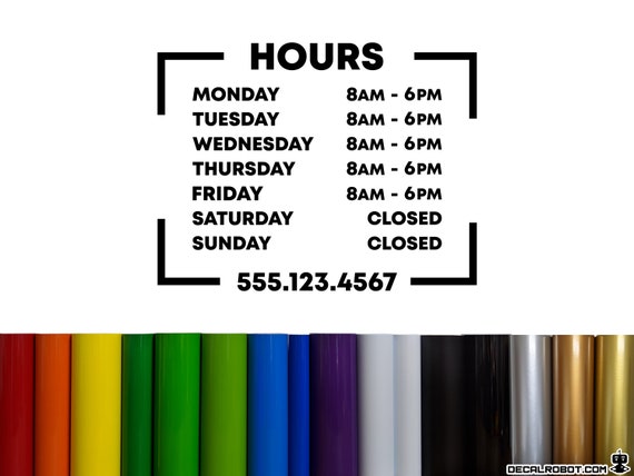 Custom Store Hours Vinyl Decal Sticker | Etsy