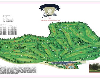 Golf Course Map Southern Hills | Etsy