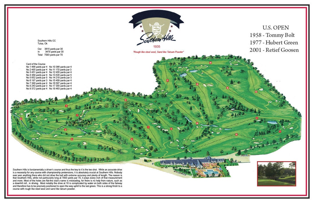 Southern Hills US Open Map - Etsy
