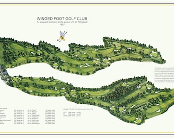 Winged Foot East and West Courses Outline print - Etsy
