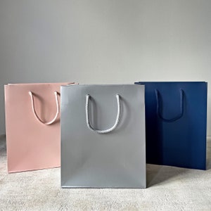 Luxury Silver Matt Laminated Paper Bags Boutique Gift Bags in 2 Sizes ...