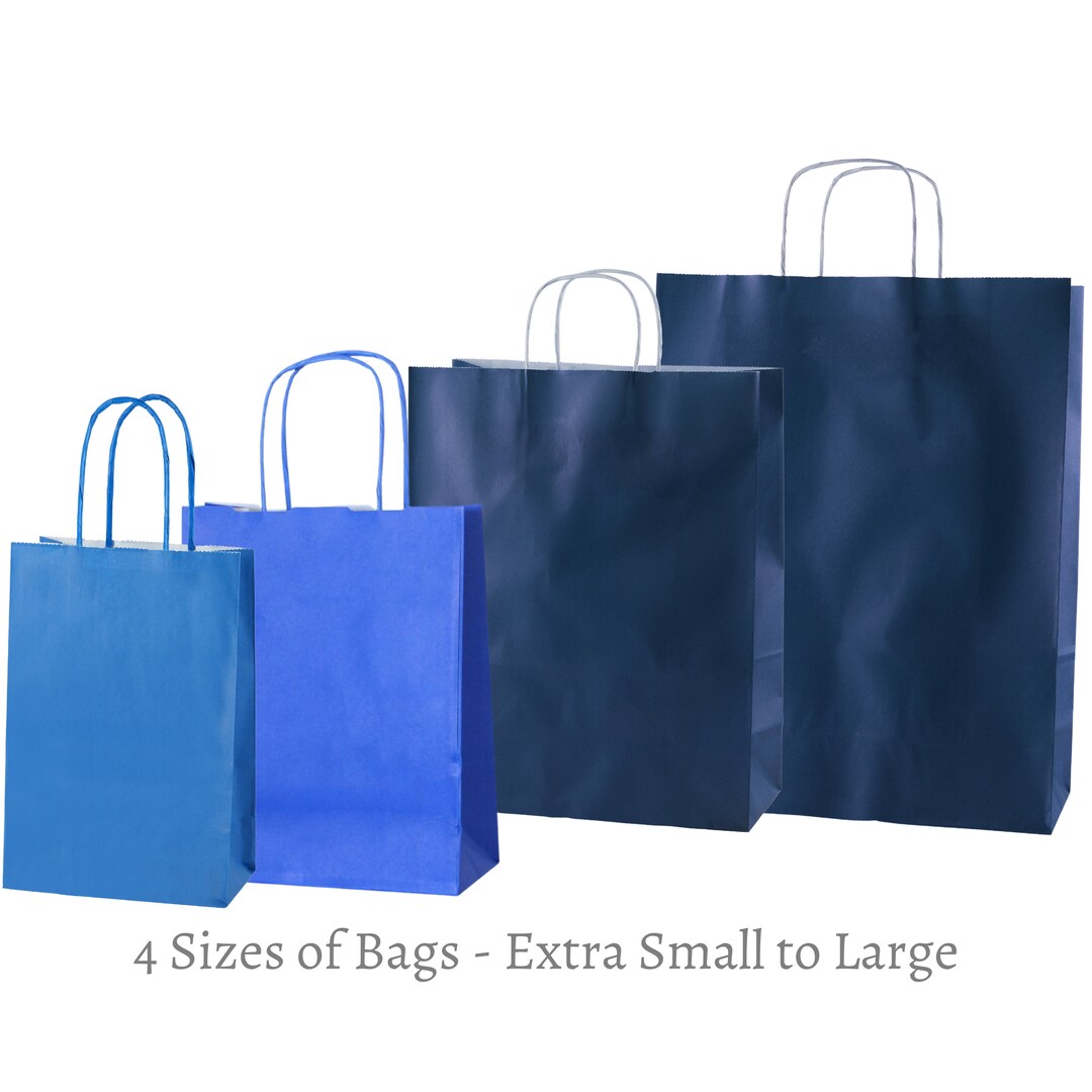 Blue Paper Gift Bags With Twisted Handles - 4 Sizes Available for ...