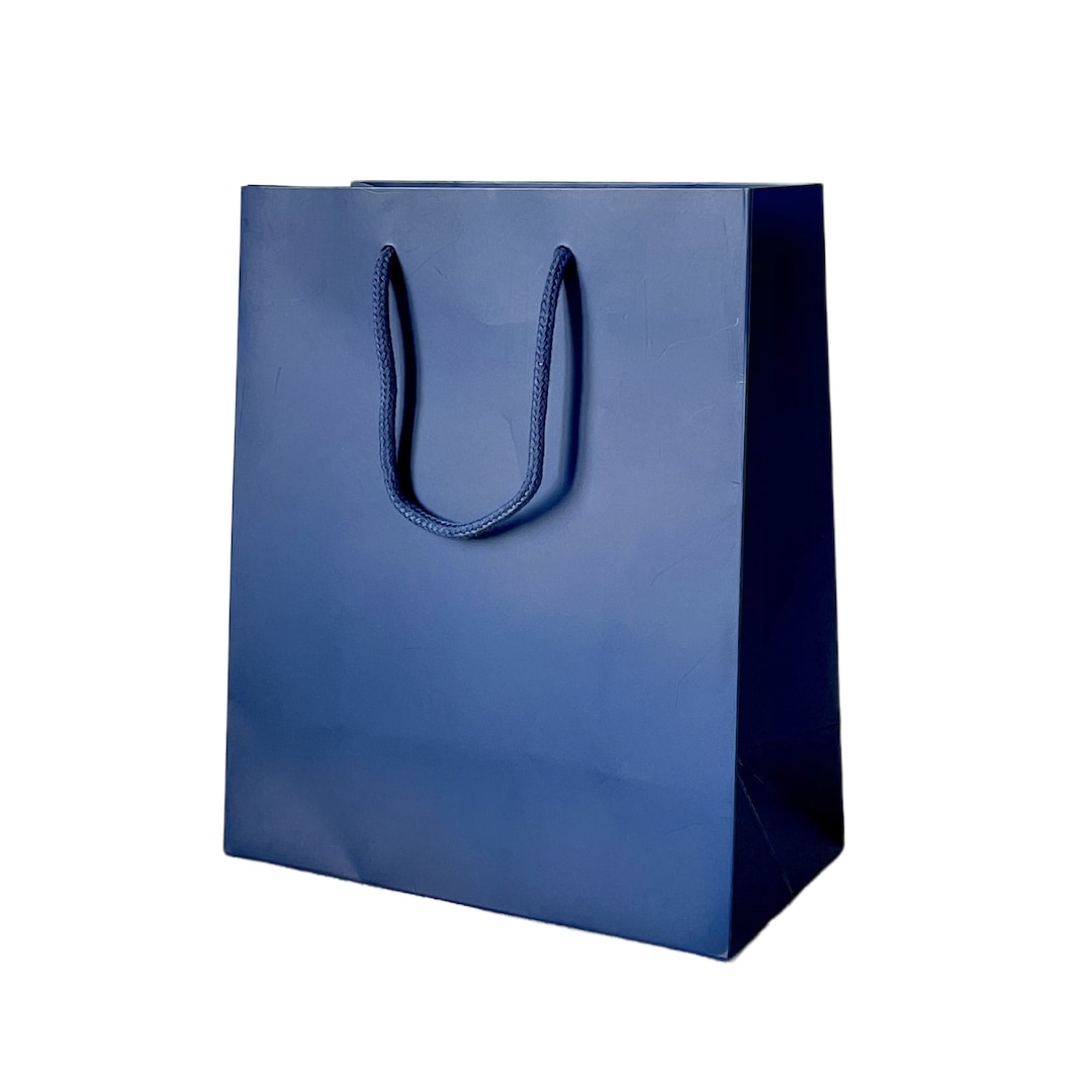 Luxury Blue Matt Laminated Paper Bags Boutique Gift Bags in 2 Sizes ...