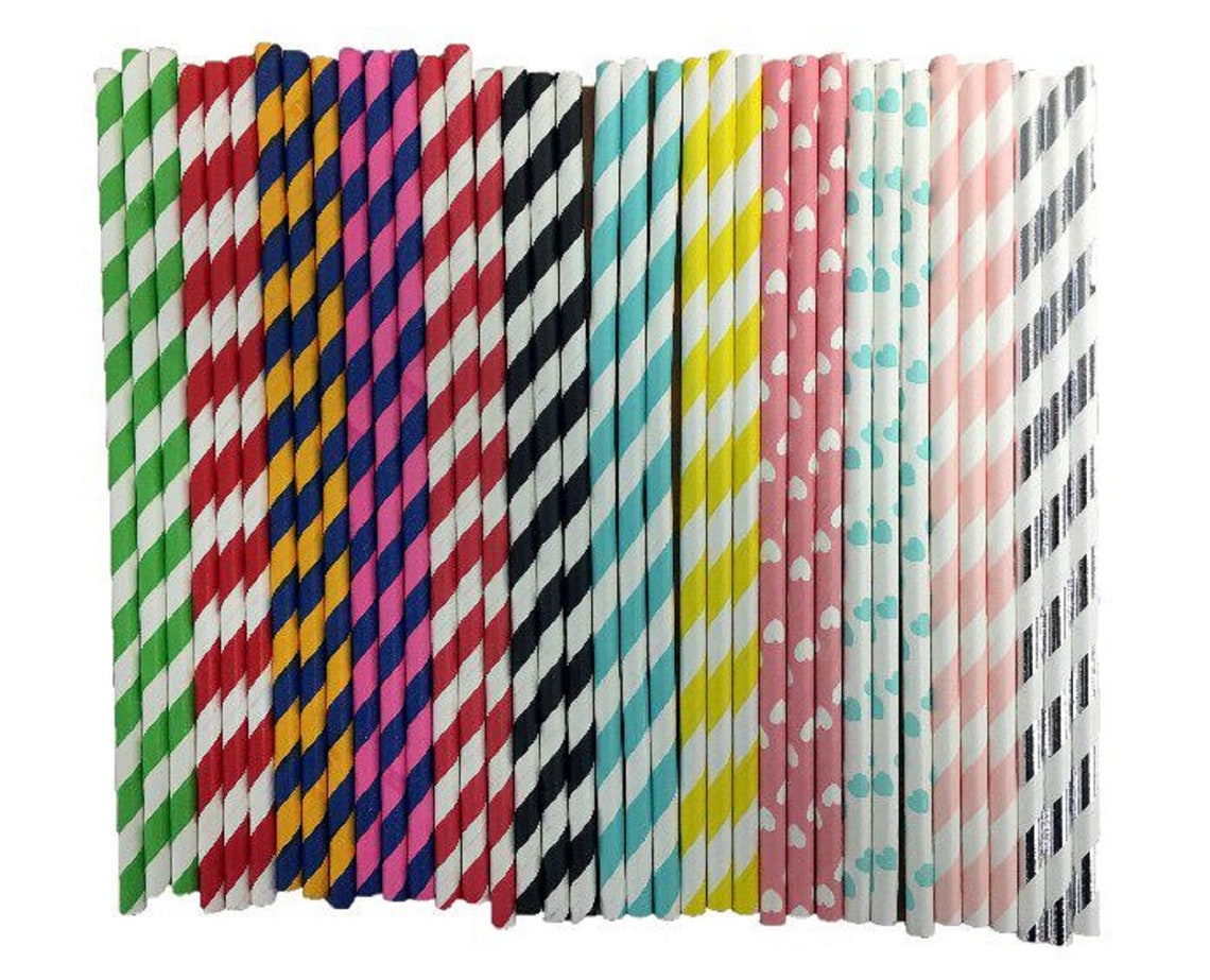 25 X Paper Straws Choose Your Colour Party Supplies - Etsy UK