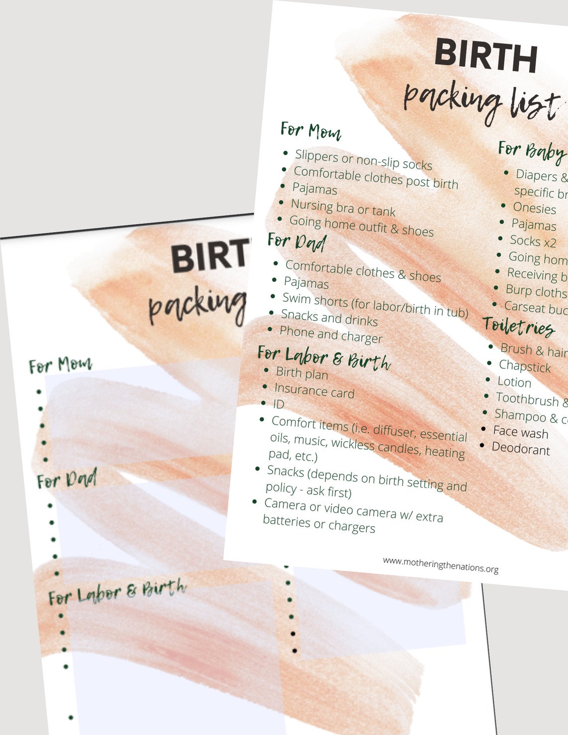 Birth Bag Packing List, Editable Birth Bag, Hospital Bag, Labor and ...