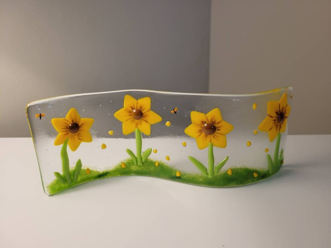This New Sunflower Sun Catcher Wave Made From Fused Glass..looks Great ...