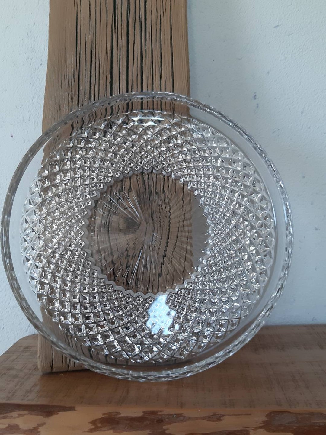 Vintage Plate Large Glass Plate Serving Plate Pressed Glass Fruit Tray ...