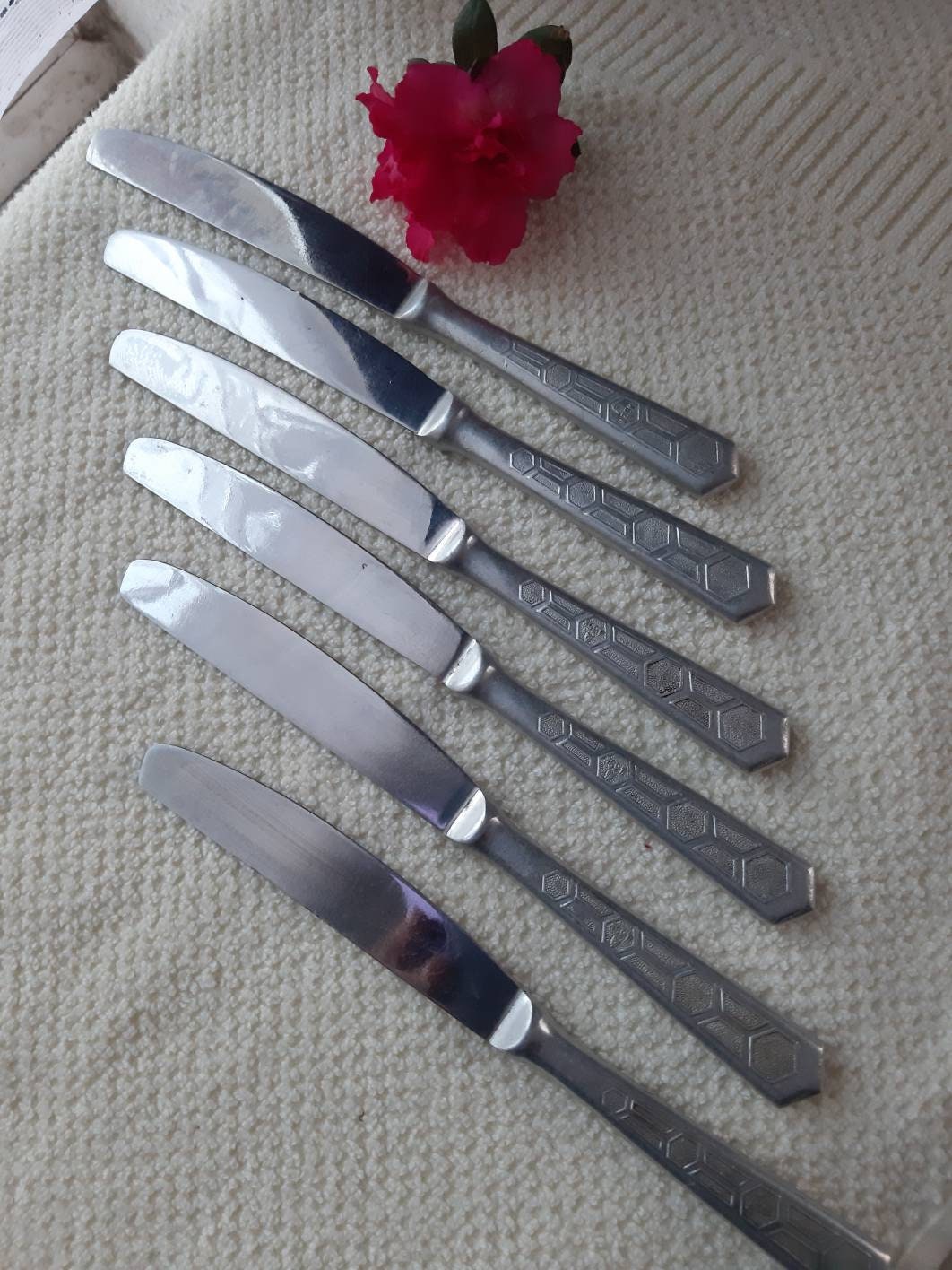 Set of 6 Handle Butter Knives Vintage Table Knives Soviet Stainless ...