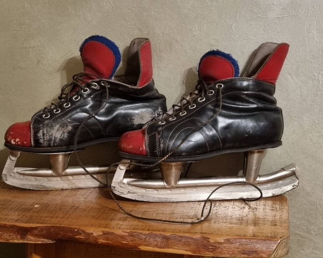 Vintage Ice Skates Old Hockey Skates Soviet Leather Skates Retro Ice ...