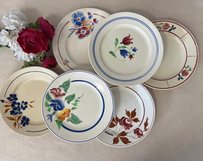 Old Flat Plates X6 Mismatched Model of Various French Manufacture - Etsy
