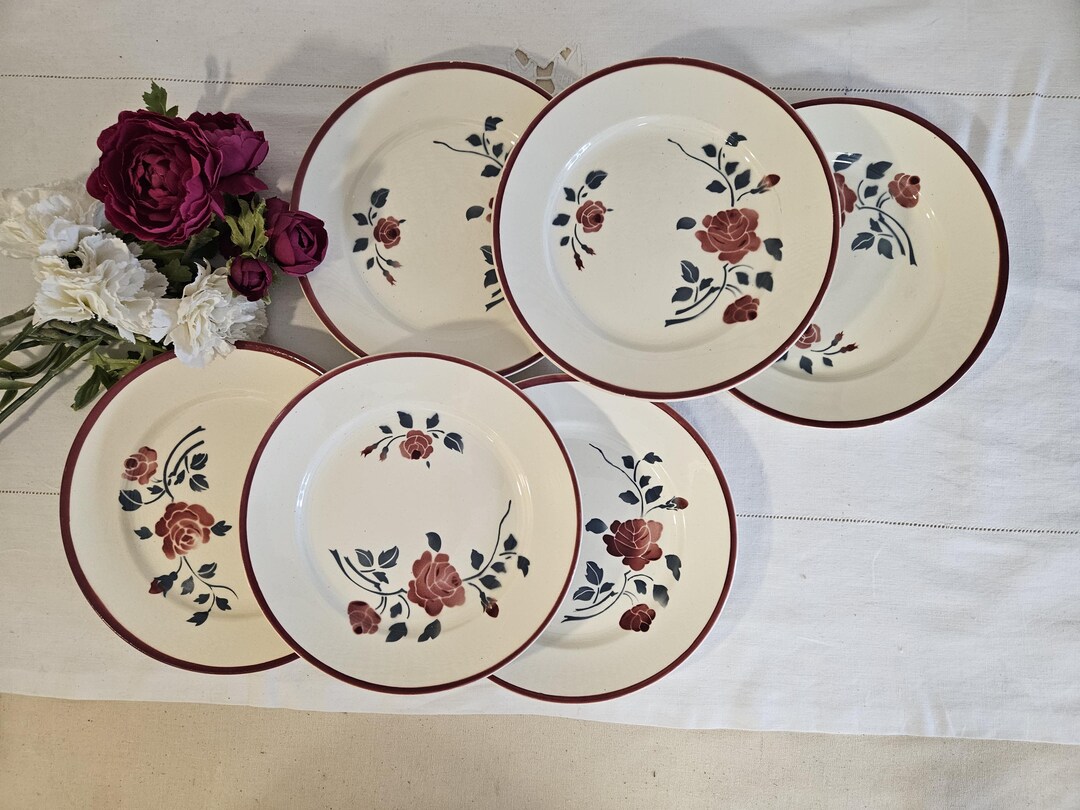 Antique Dinner Plates X6 Model "les Roses" From the French Manufacturer ...