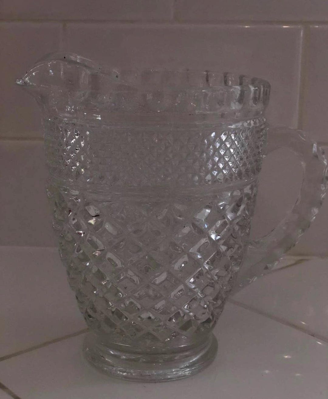Anchor Hocking 1 Pint Glass Wexford Pitcher Brilliant Clear Cut Glass ...
