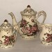 Cottage Core 3 Piece Tea Set Porcelain Pink Rose Pattern Gold Accent - Etsy