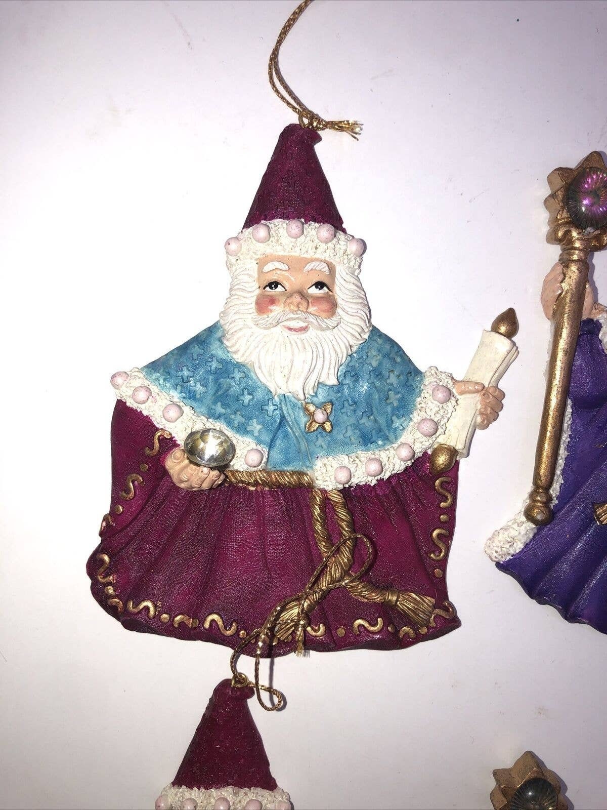 Vtg 1990s Lot of 4 Jeweled Resin Wizard Ornaments Christmas Magic 4.75 ...